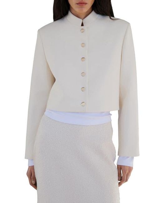 Mango Mandarin Collar Crop Jacket in Gray | Lyst