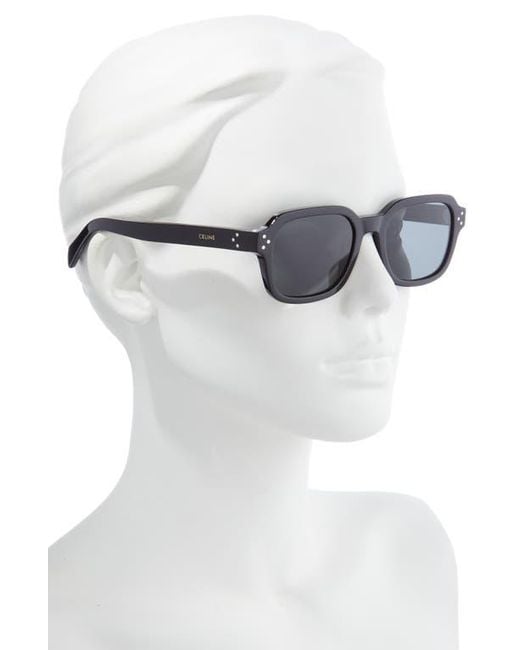 Celine 52Mm Rectangular Sunglasses in Black | Lyst