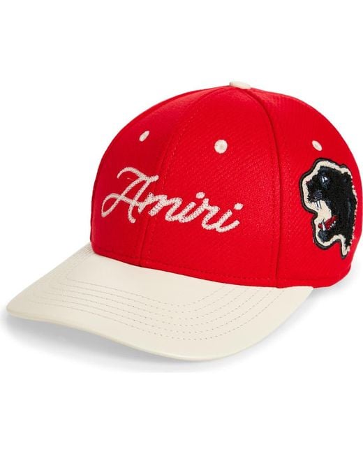 Amiri Panther Patch Two-Tone Baseball Cap in Red for Men | Lyst