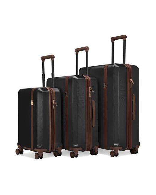 Elle Luxe Journey 3 Piece Expandable Retro Spinner Luggage Set in Black ...