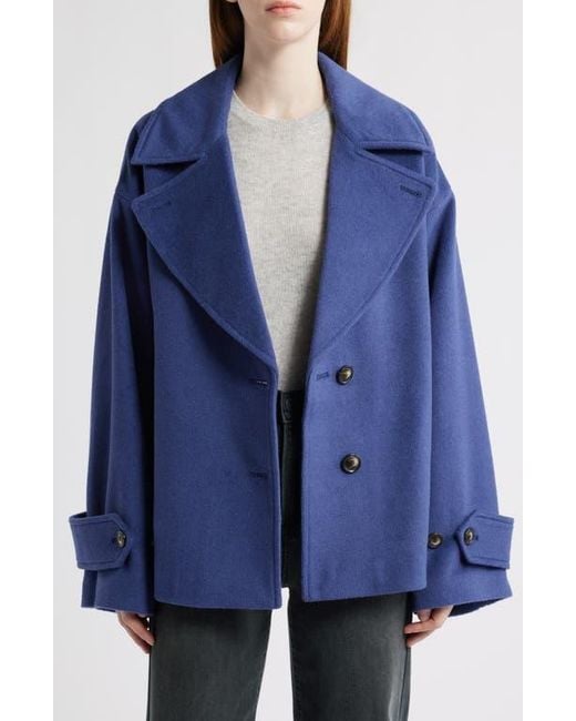 Bernardo Single Breasted Crop Coat in Blue | Lyst