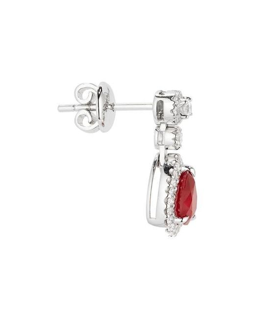 VALANI ATELIER Ruby & Pavé Diamond Drop Earrings in Red | Lyst