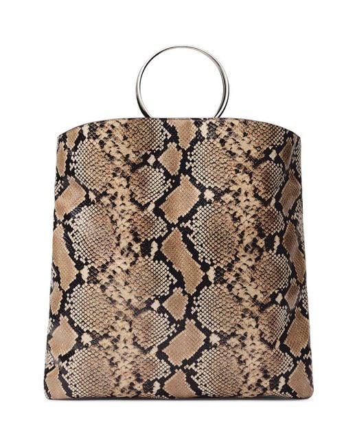 Mango Snakeskin Embossed Leather Tote in Brown | Lyst
