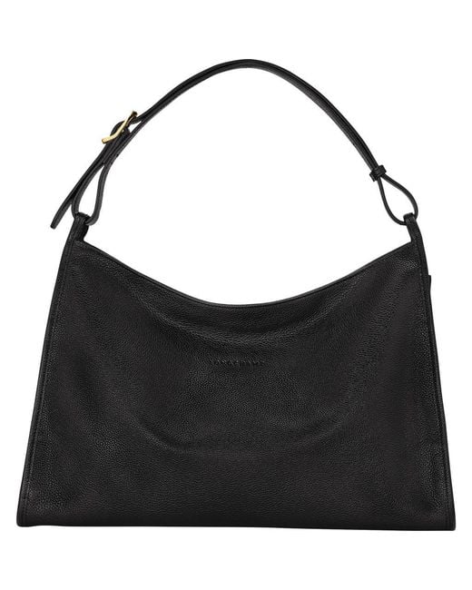 Longchamp Le Foulonné Oversize Leather Hobo in Black | Lyst