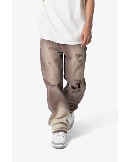 MNML Ultra Baggy Ripped Work Pants in Natural for Men | Lyst