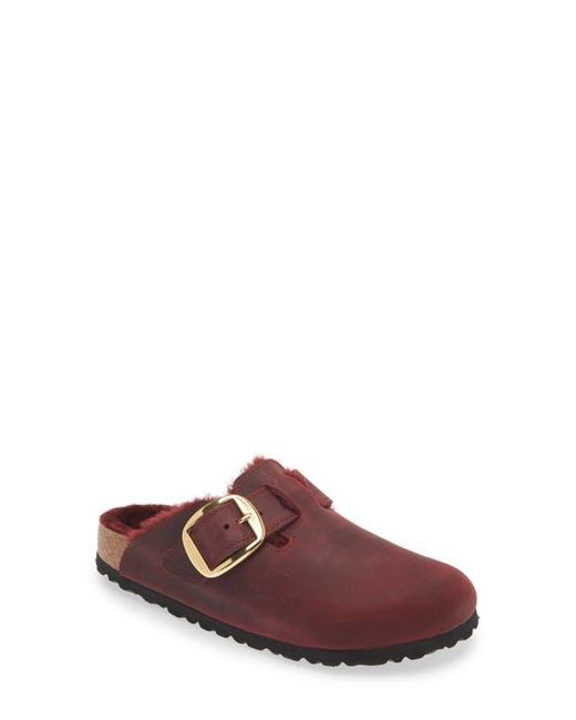 Birkenstock Boston Big Buckle Genuine Shearling Lined Clog in Purple | Lyst