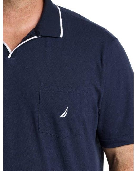Nautica Split-Collar Polo Shirt in Blue for Men | Lyst