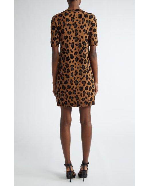 Versace Leopard Jacquard Sweater Dress in Natural | Lyst