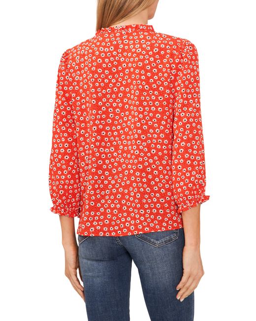 Cece Floral Print Blouse In Red Lyst