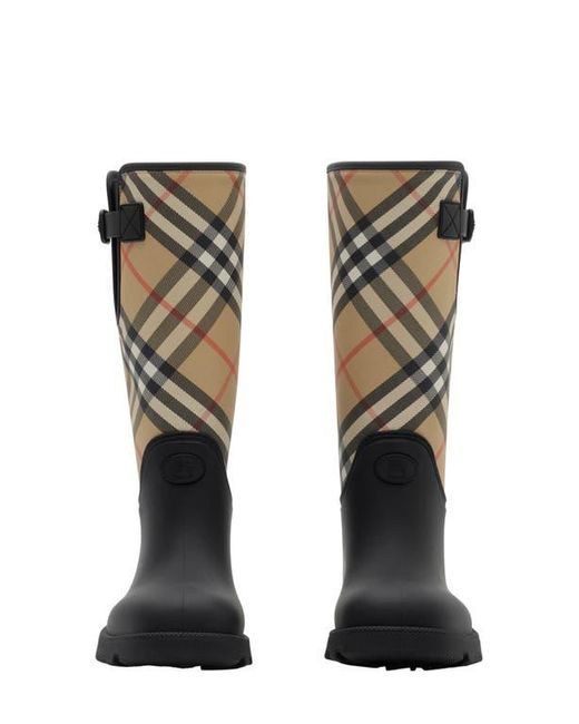 Burberry Marsh Stamp Tall Rain Boot in Black | Lyst