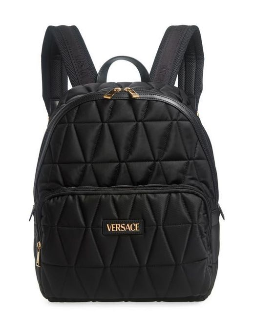 Versace Quilted Nylon Backpack in Black for Men | Lyst