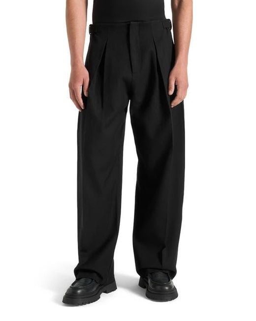 Manière De Voir Lior Box Pleat Wide Leg Trousers in Black for Men | Lyst