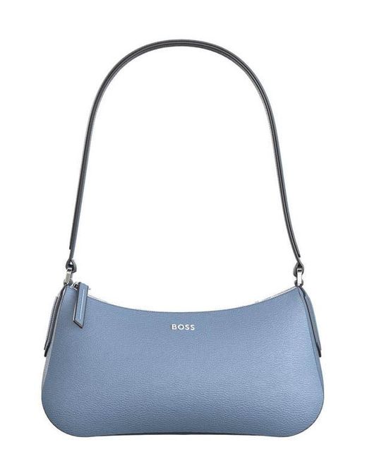 BOSS Small Alyce Leather Hobo Bag in Blue | Lyst
