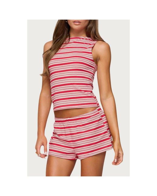 Edikted Glennon Stripe Tank in Red | Lyst