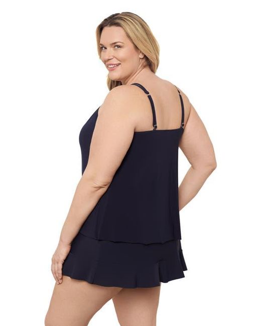 Aqua Green Plus Size Keyhole High Neck Full Coverage Adjustable Tankini ...