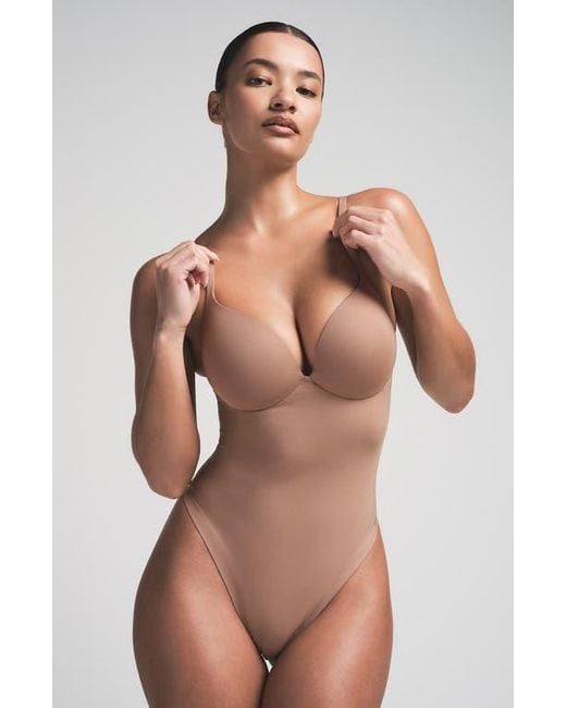 Skims Ultimate Body Push-Up Thong Bodysuit in Natural | Lyst