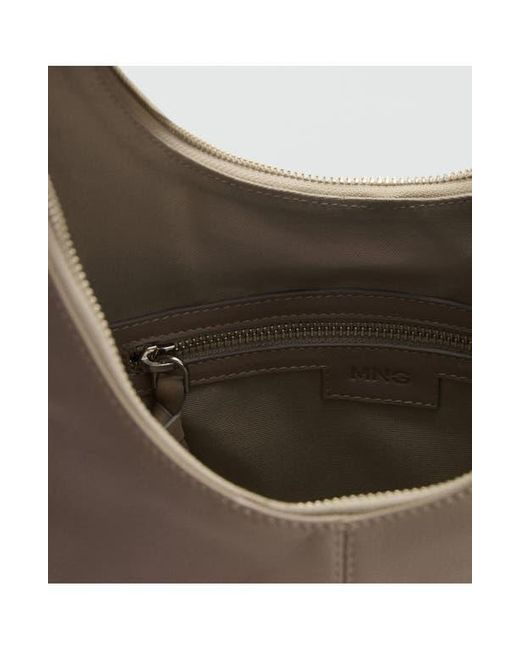 Mango Half Moon Leather Shoulder Bag in Gray | Lyst