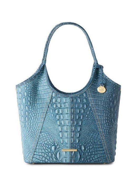 Brahmin Melora Croc Embossed Look Leather Tote in Blue | Lyst