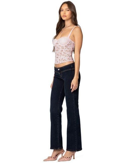 Edikted Drew Lace Corset Top in Blue | Lyst