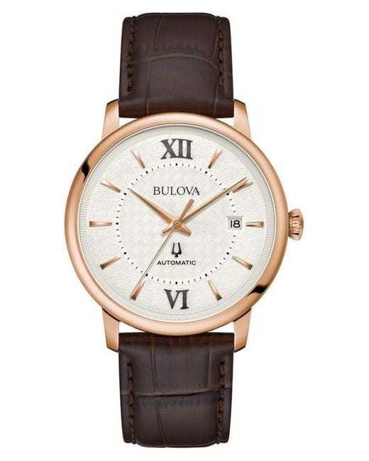 Bulova Hudson Leather Strap Watch, 39Mm in Black for Men | Lyst
