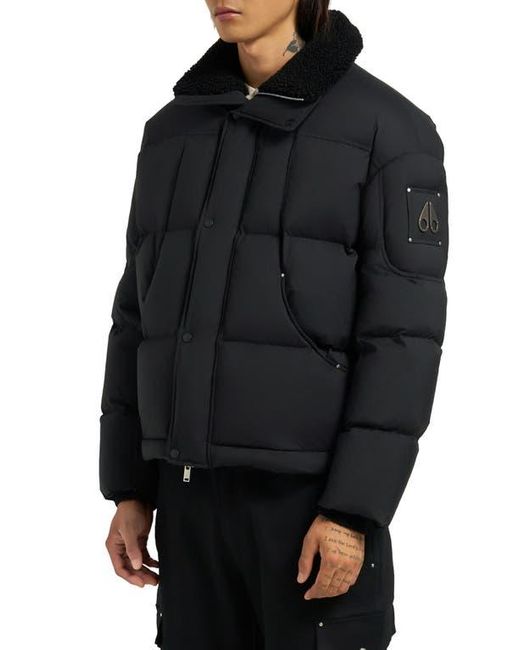 Moose Knuckles Everest Fleece Collar Down Puffer Jacket in Black for ...