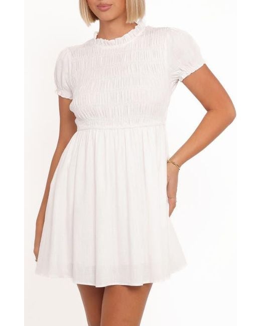 Petal & Pup Emari Puff Sleeve Minidress in White | Lyst