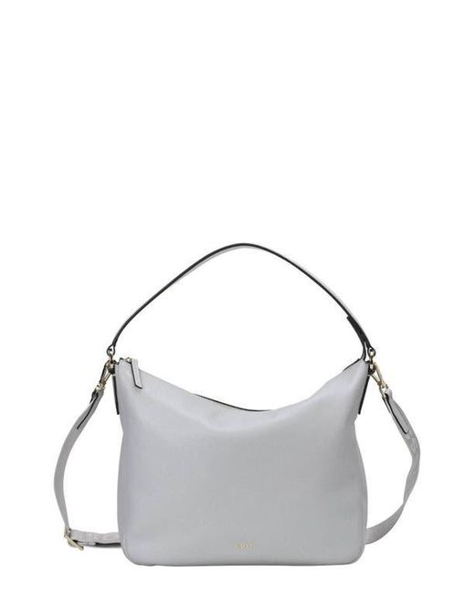 BOSS Medium Alyce Leather Hobo Bag in Gray | Lyst