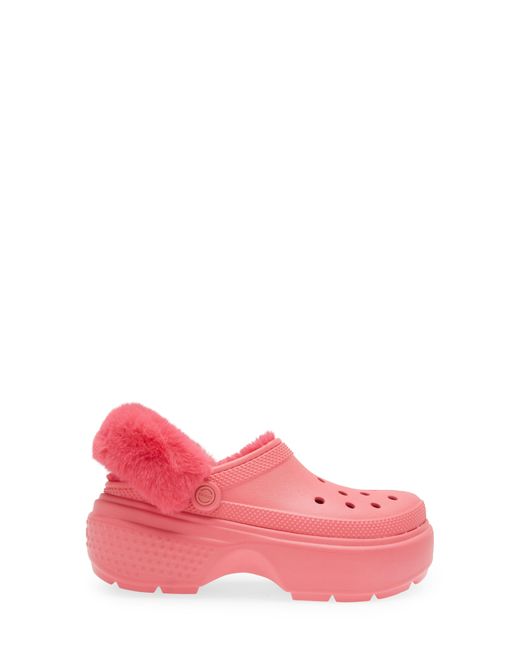 Crocs™ Gender Inclusive Stomp Faux Fur Platform Clog in Pink | Lyst