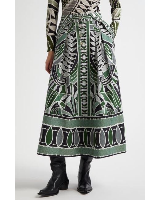 FARM Rio Mixed Print Cotton Skirt in Green | Lyst