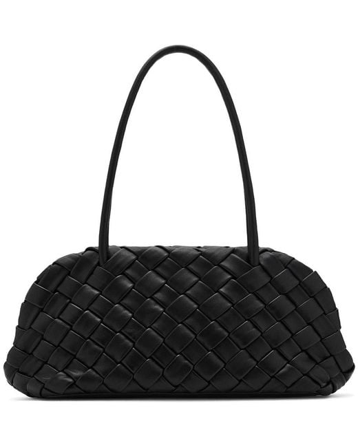 Mango Braided Leather Shoulder Bag in Black | Lyst