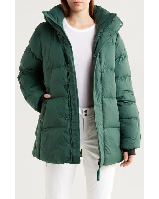Halfdays Tabei Recycled Nylon Puffer Parka With Removable Hood in Green | Lyst