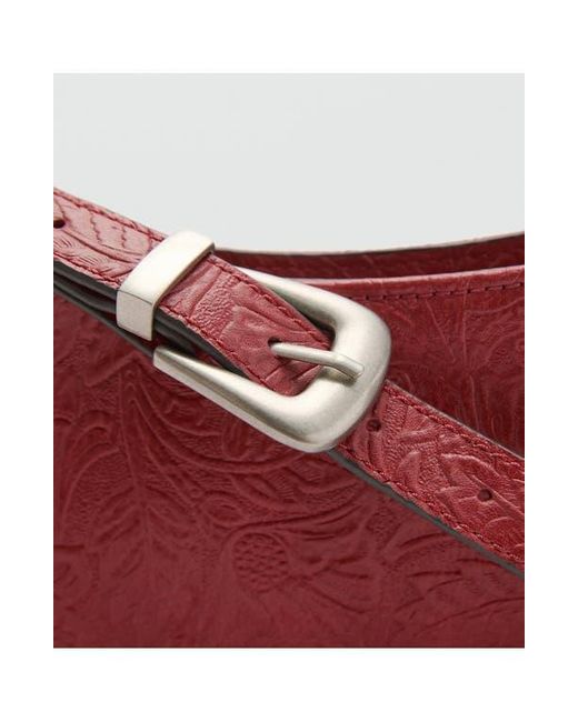 Mango Embossed Faux Leather Shoulder Bag in Red | Lyst