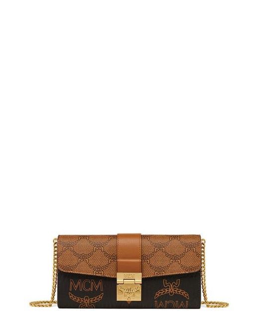 MCM Large Tracy Visetos Lauretos Mix Wallet On A Chain in Brown | Lyst