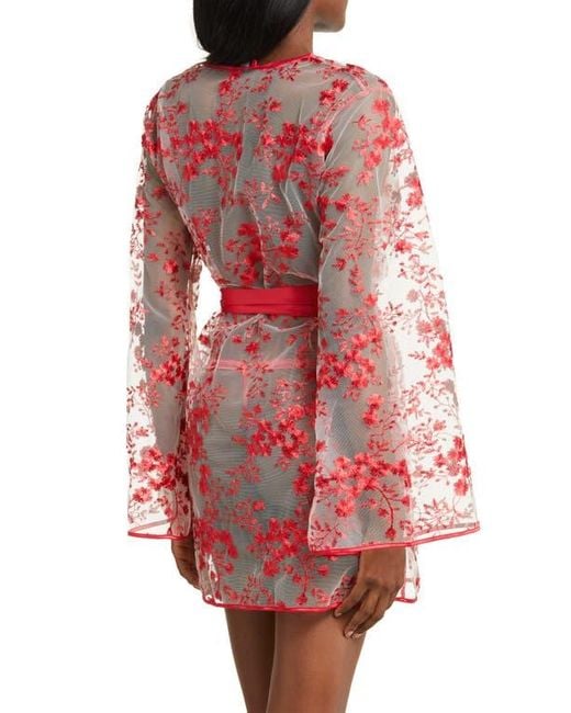 Coquette Floral Embroidered Sheer Mesh Robe | Lyst