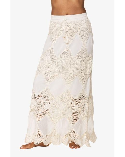 Helen Jon Scallop Crochet Maxi Skirt/Bandeau Dress in Natural | Lyst