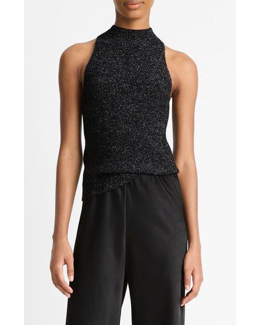 Vince Metallic Knit Sweater Tank in Black | Lyst