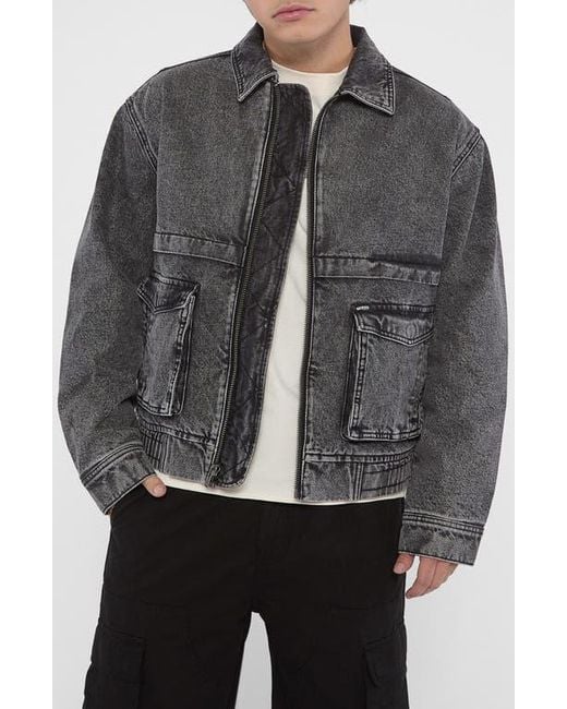 Guess Acid Wash Zip-Up Denim Jacket in Gray for Men | Lyst