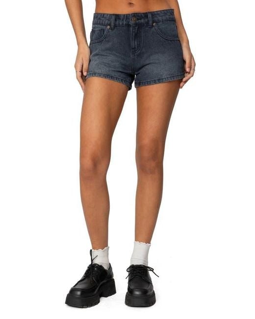 Edikted Siobahn Denim Shorts in Blue | Lyst
