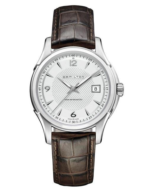 Hamilton Jazzmaster Skeleton Leather Strap Watch, 40Mm in Gray for Men ...