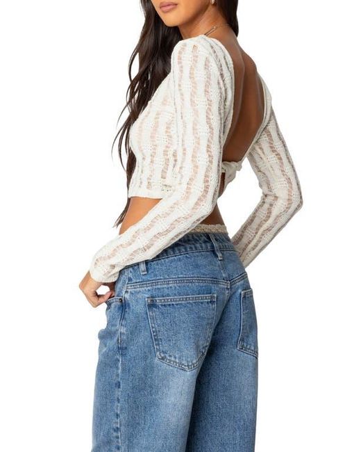 Edikted Twisted Back Knit Crop Top in Blue | Lyst