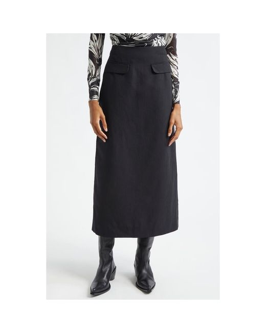 FARM Rio Flap Pocket Midi Skirt in Black | Lyst