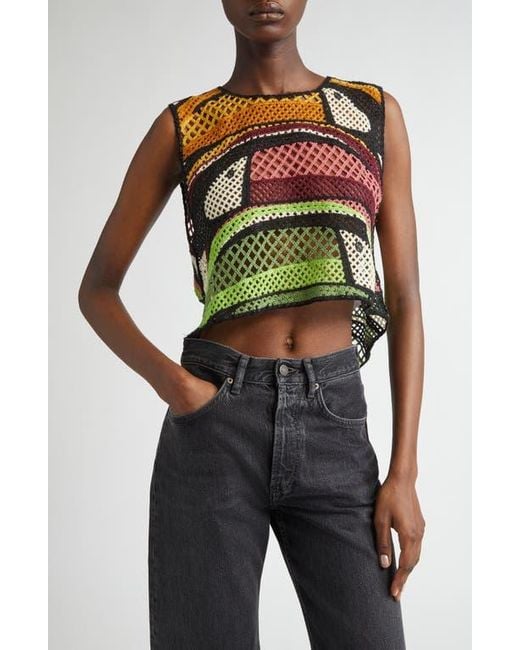 FARM Rio Toucan Tree Open Back Crochet Crop Top in Green | Lyst