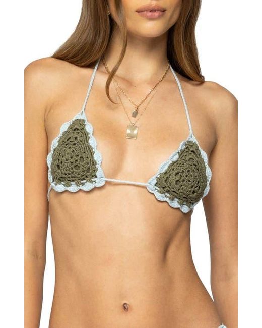 Edikted Crochet Triangle Bikini Top in Green | Lyst