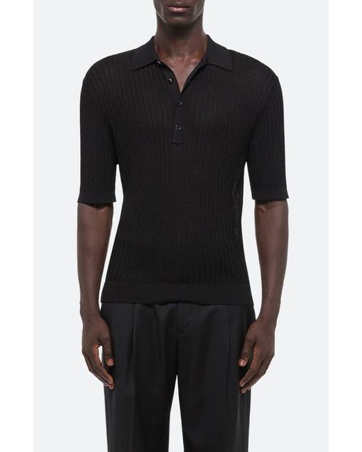 Helmut Lang Pointelle Rib Polo in Black for Men | Lyst