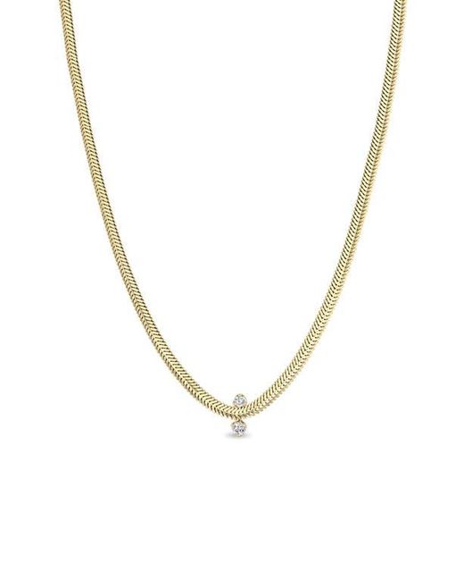 Zoe Chicco Diamond Snake Chain Necklace in Metallic | Lyst