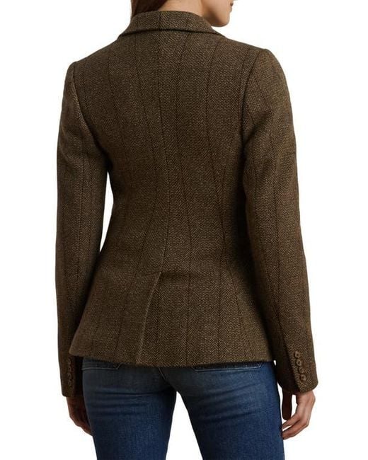 Ralph Lauren Wool Blend Herringbone Tweed Blazer in Brown | Lyst