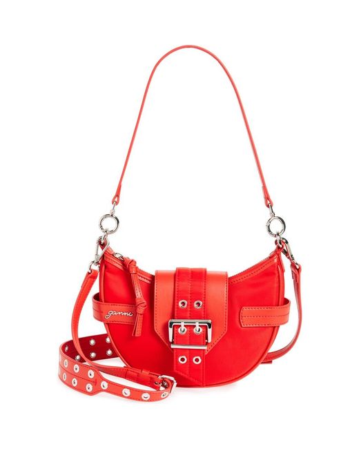 Ganni Bucky Small Nylon Crossbody Bag in Red | Lyst