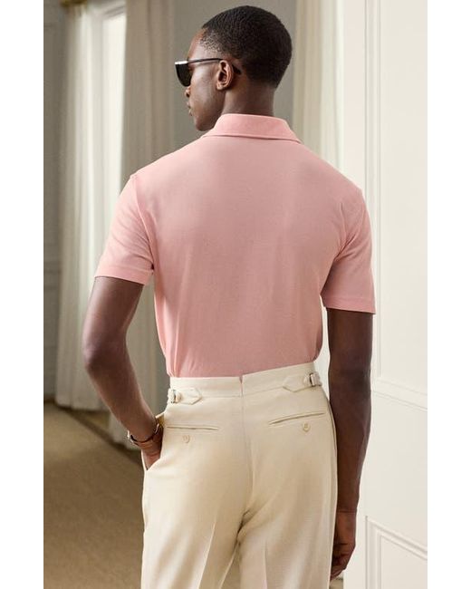 Ralph Lauren Slim Fit Washed Piqué Polo in Pink for Men | Lyst
