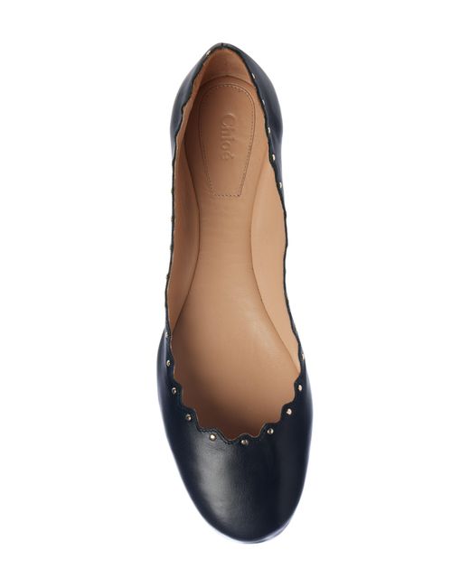 Chloé Lauren Stud Scalloped Ballet Flat in Blue | Lyst Chloé Lauren Stud Scalloped Ballet Flat in Blue | Lyst