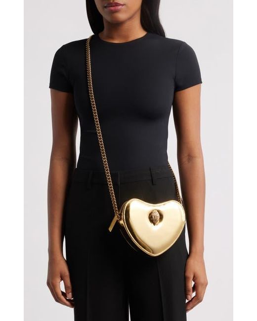 Kurt Geiger Kensington Heart Metallic Leather Crossbody Bag | Lyst